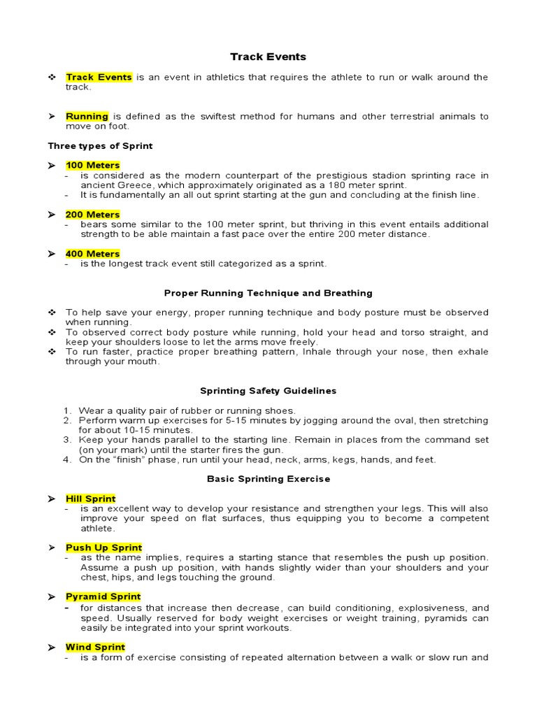 Outline Track Events | PDF | Track And Field | Running