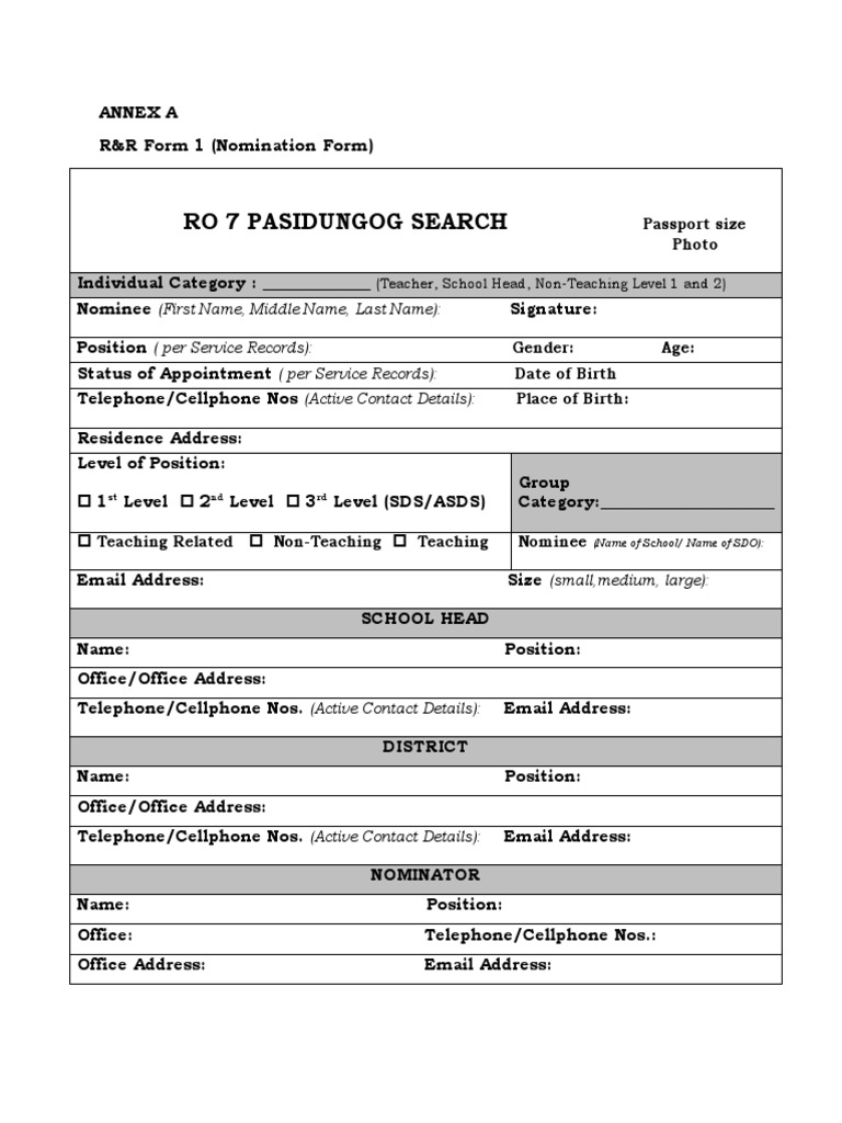 PASIDUNGOG Nomination Forms 123 Editable Template 1 | PDF | Affidavit ...