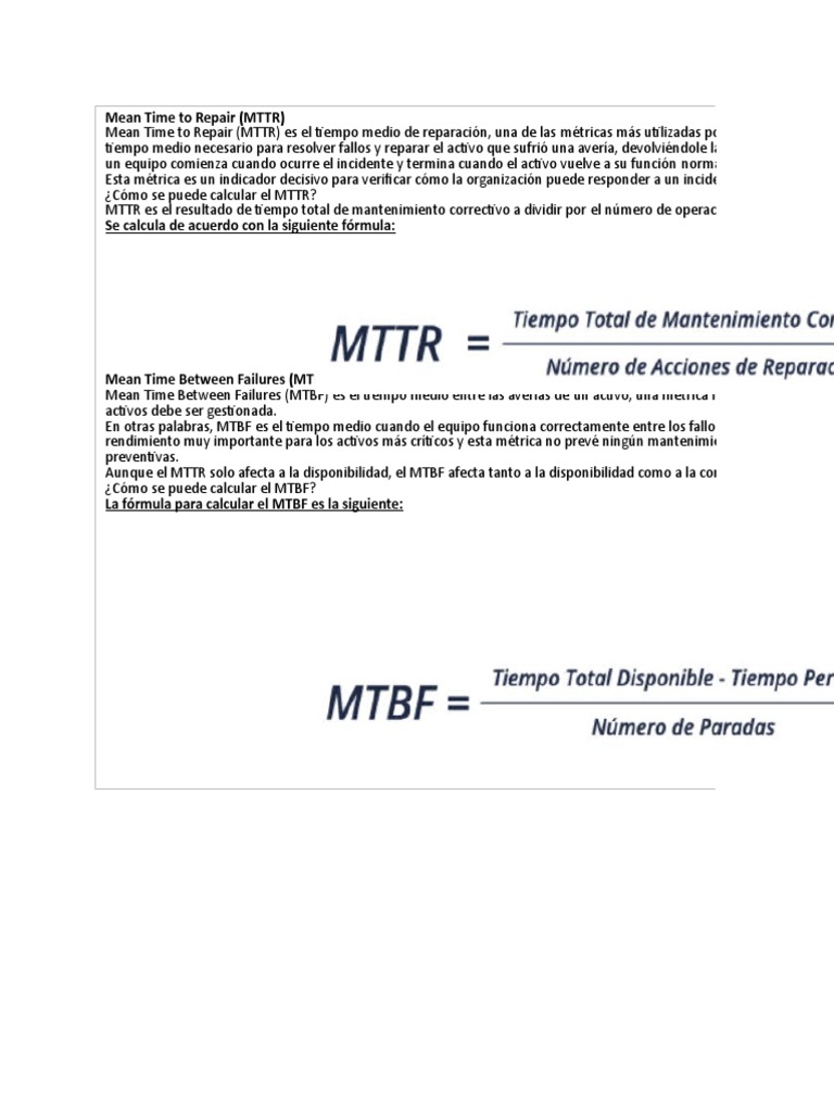 MTBF y MTTR | PDF | Ingeniería de confiabilidad | Ciencia de sistemas