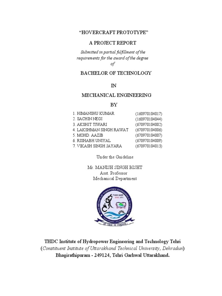 HOVERCRAFT FINAL REPORT 2.0 (Updated) | PDF | Electric Motor ...