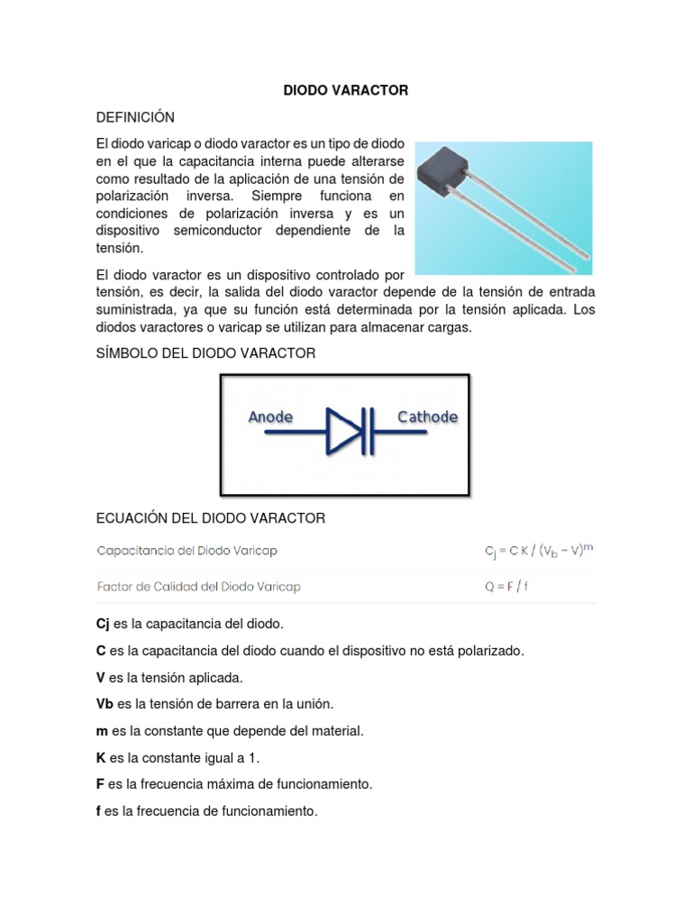 Diodo Varactor | PDF | Diodo | Unión PN