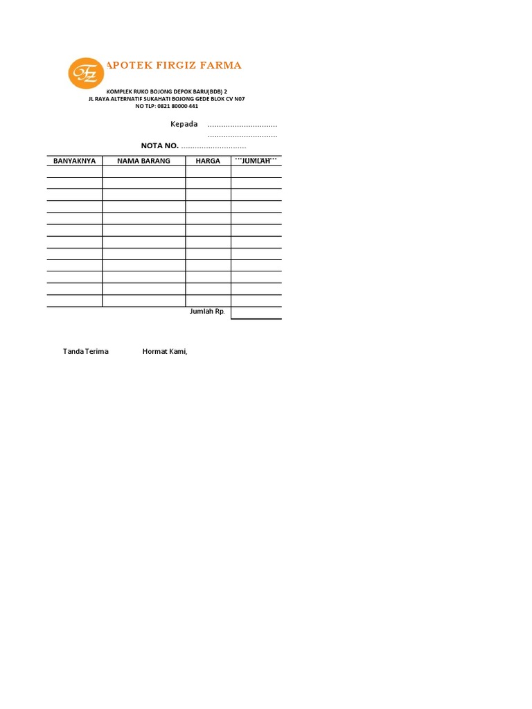 Format Nota | PDF | Bisnis | Hukum
