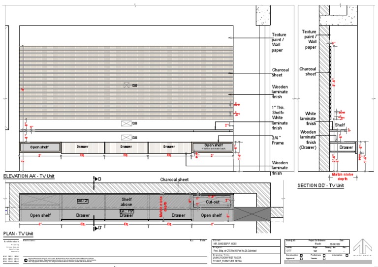 011_Living room-112_TV Unit_Furniture detail | PDF | Drawing | Artistic ...