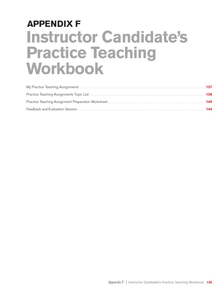 Instructor Candidate's Practice Teaching Workbook | PDF | Teaching ...