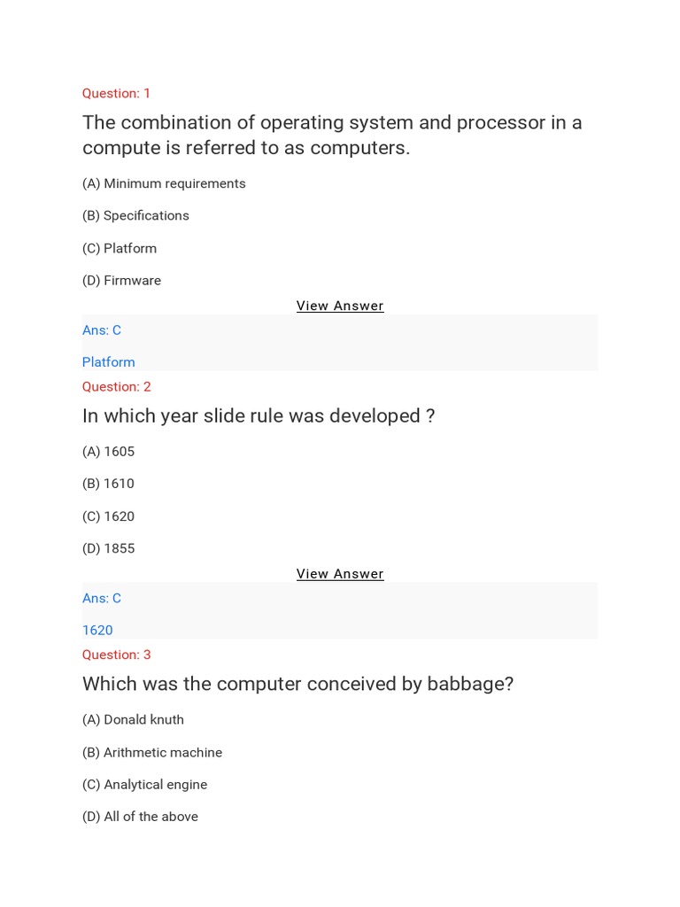 Question | PDF | Personal Computers | Programming