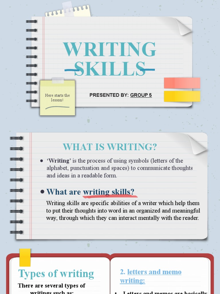 Writing Skills Presentation | PDF | Essays | Communication