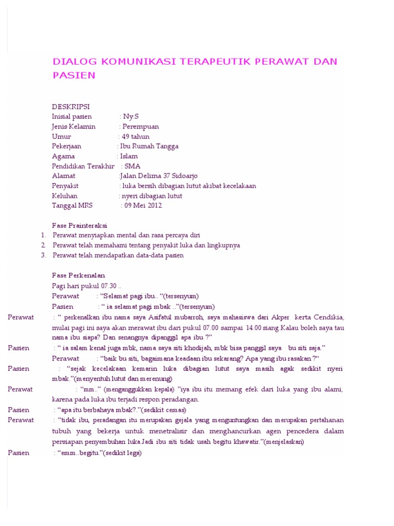 Dialog Terapeutik Perawat-Pasien | PDF