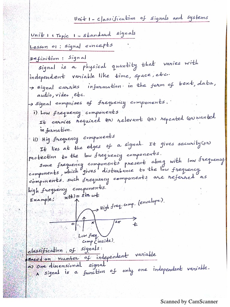Unit 1 Signals And Systems Pdf