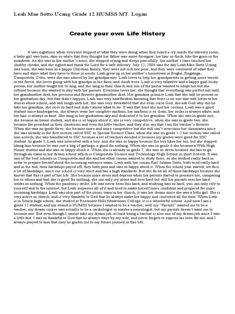 Create Your Own History | PDF | Teachers | Grandparent