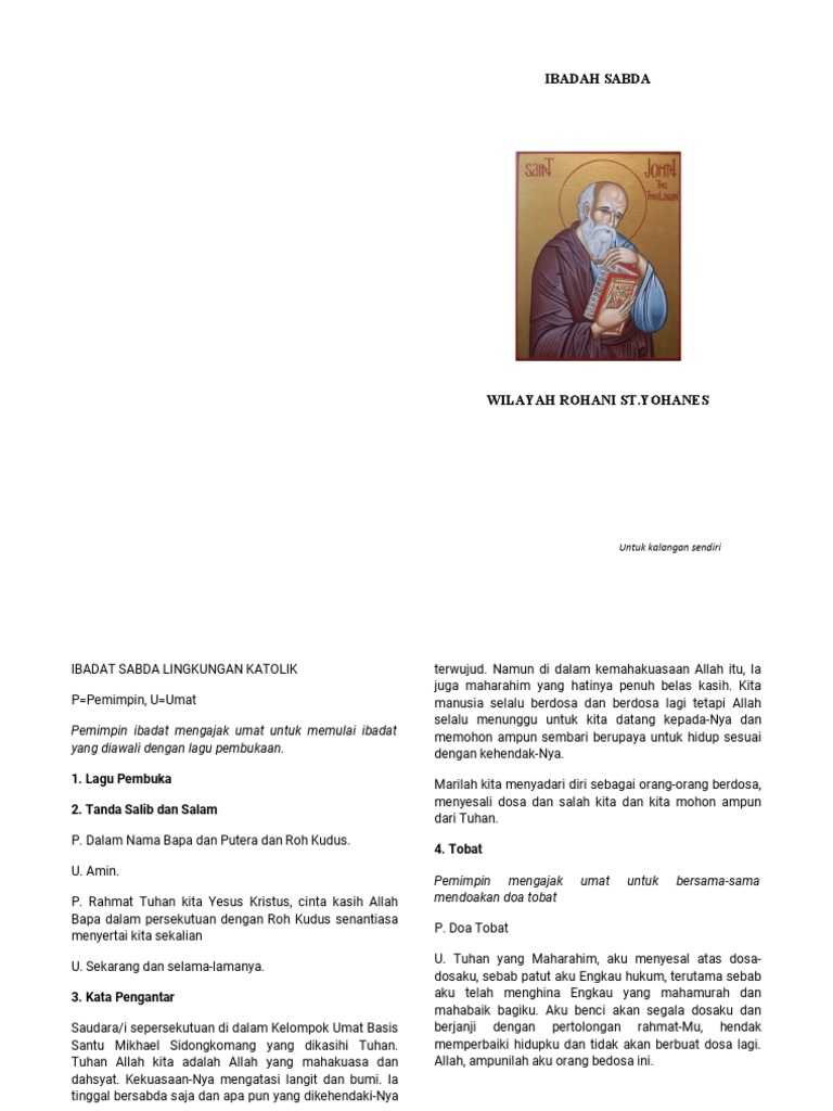 Tata Cara Ibadat Sabda Katolik | PDF | Agama & Spiritualitas