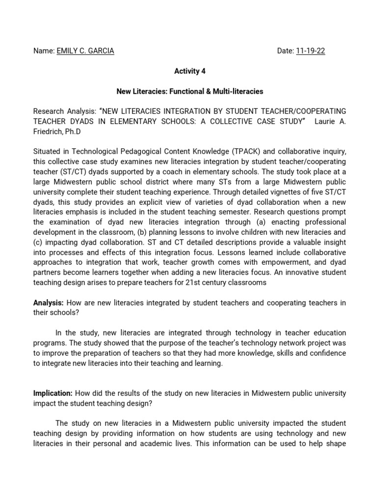 Activity.4 New Literacy | PDF | Teaching Method | Literacy