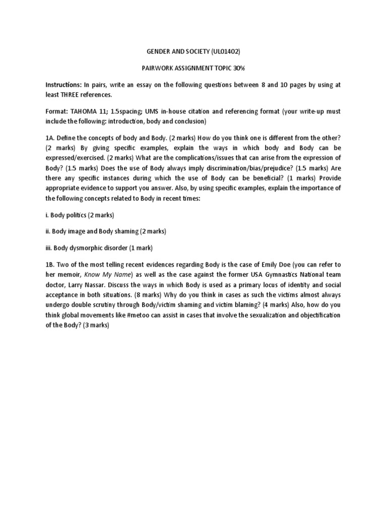 Pair Work Assignment Topic | PDF