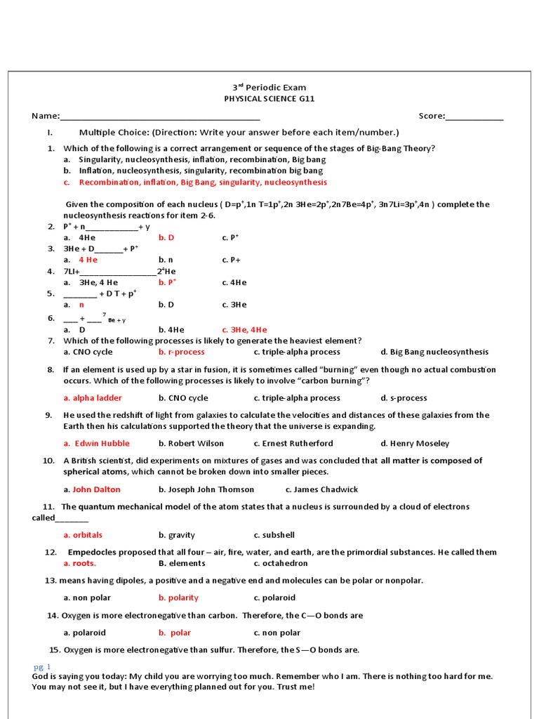 3rd Quarter PHYSICAL SCIENCE Exam | PDF | Atoms | Velocity