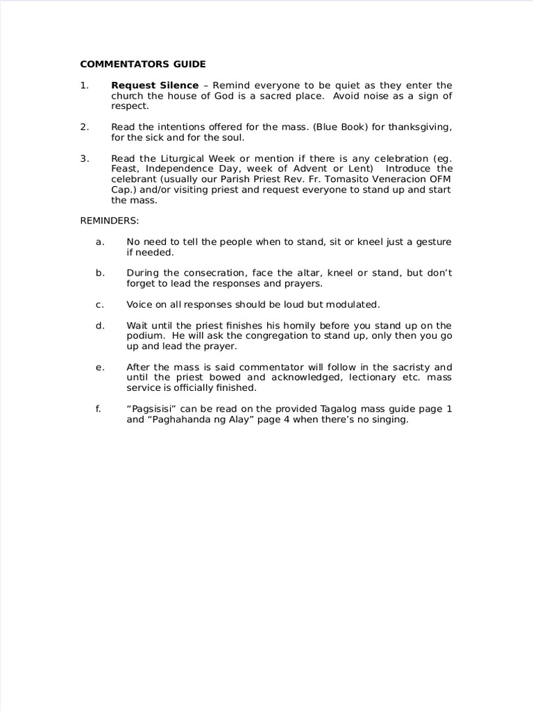 Commentator's Guide | PDF