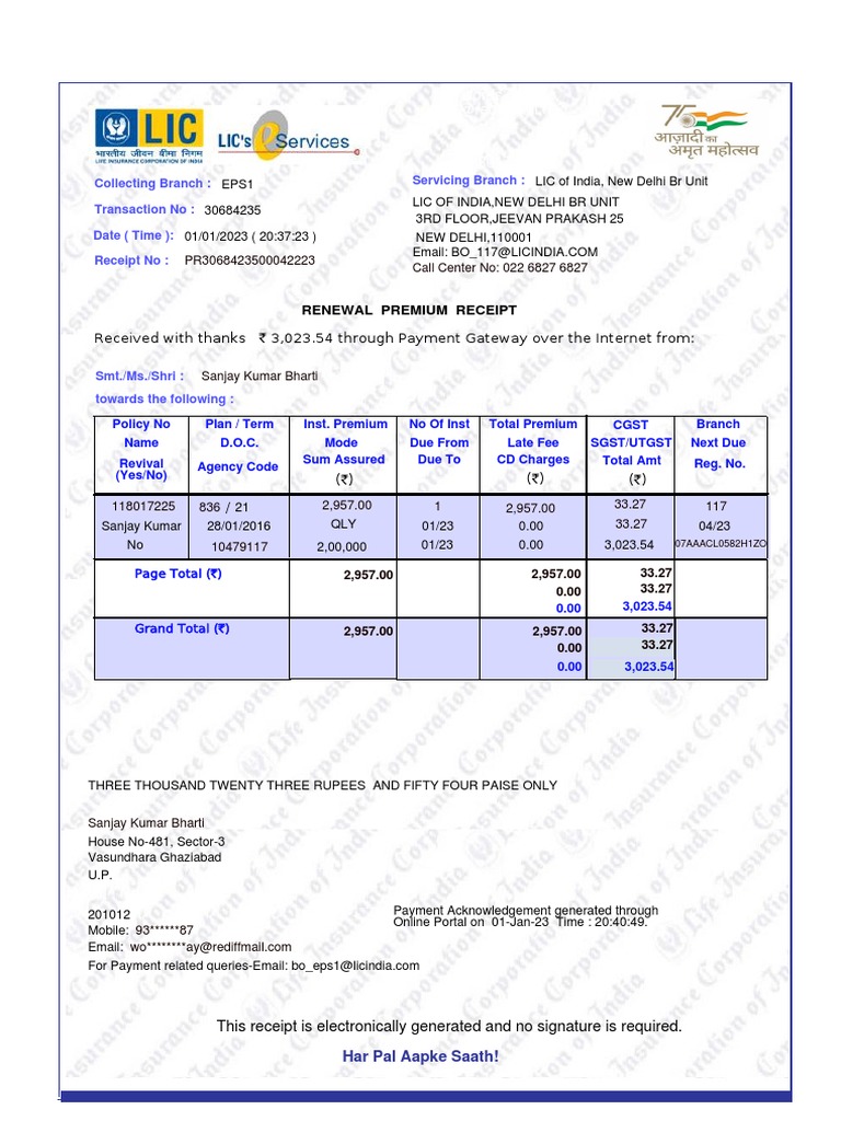 LIC Premium Jan 2023 | PDF | Services (Economics) | Trade