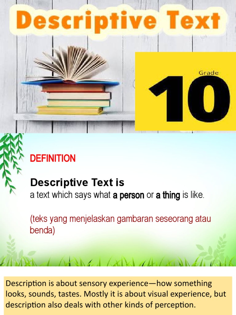 A Descriptive Look at the Process and Purpose of Descriptive Text | PDF | Linguistics