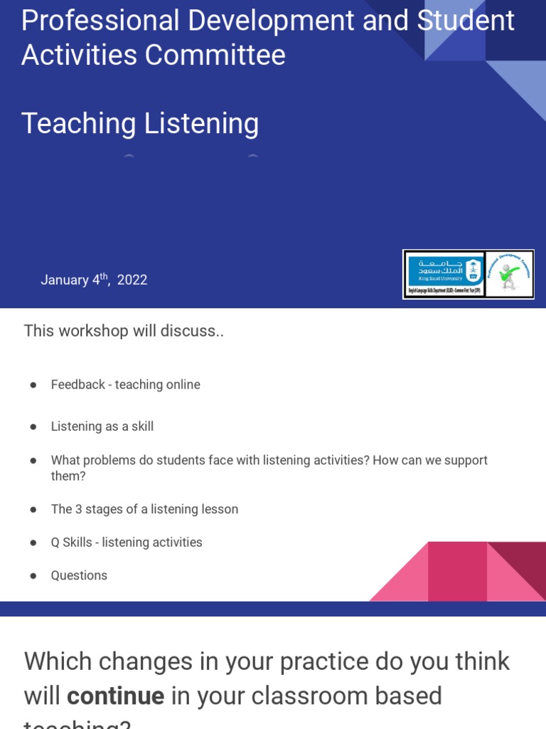Teaching Listening Workshop | PDF | Teaching Method | Reading Comprehension