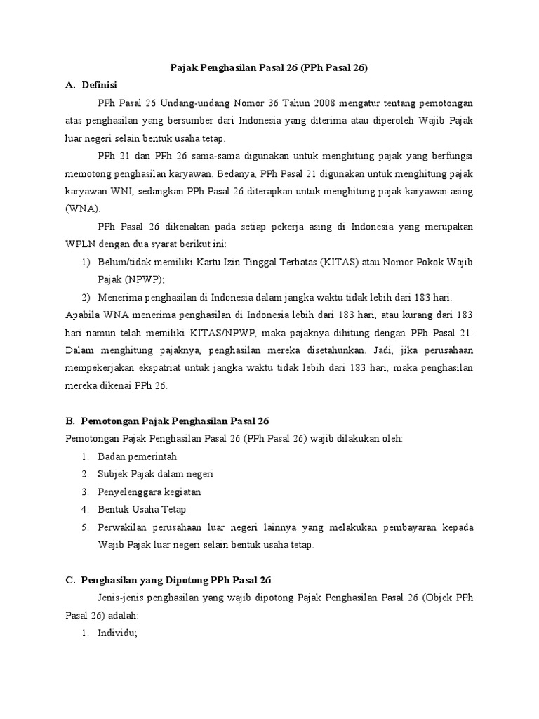 PPH 26 (Ekspatriat) Indonesia | PDF | Bisnis | Pengelolaan Keuangan & Uang