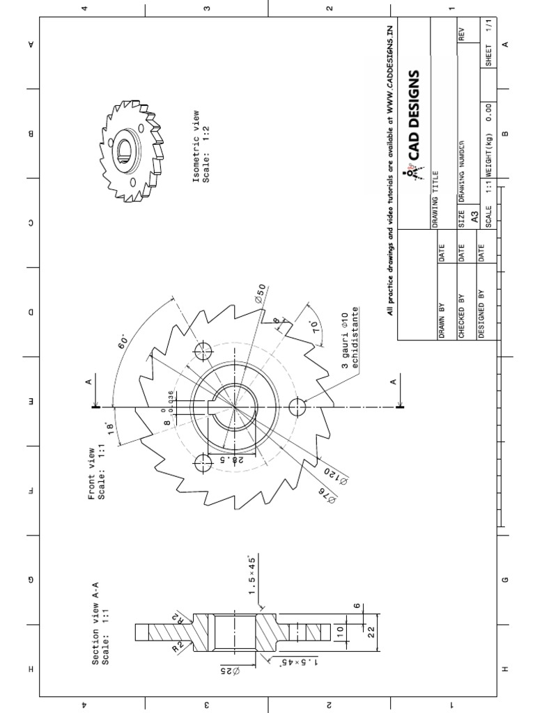 Mechanical Practice Drawing Sheets For AutoCAD CATIA NX SOLIDWORKS and ...