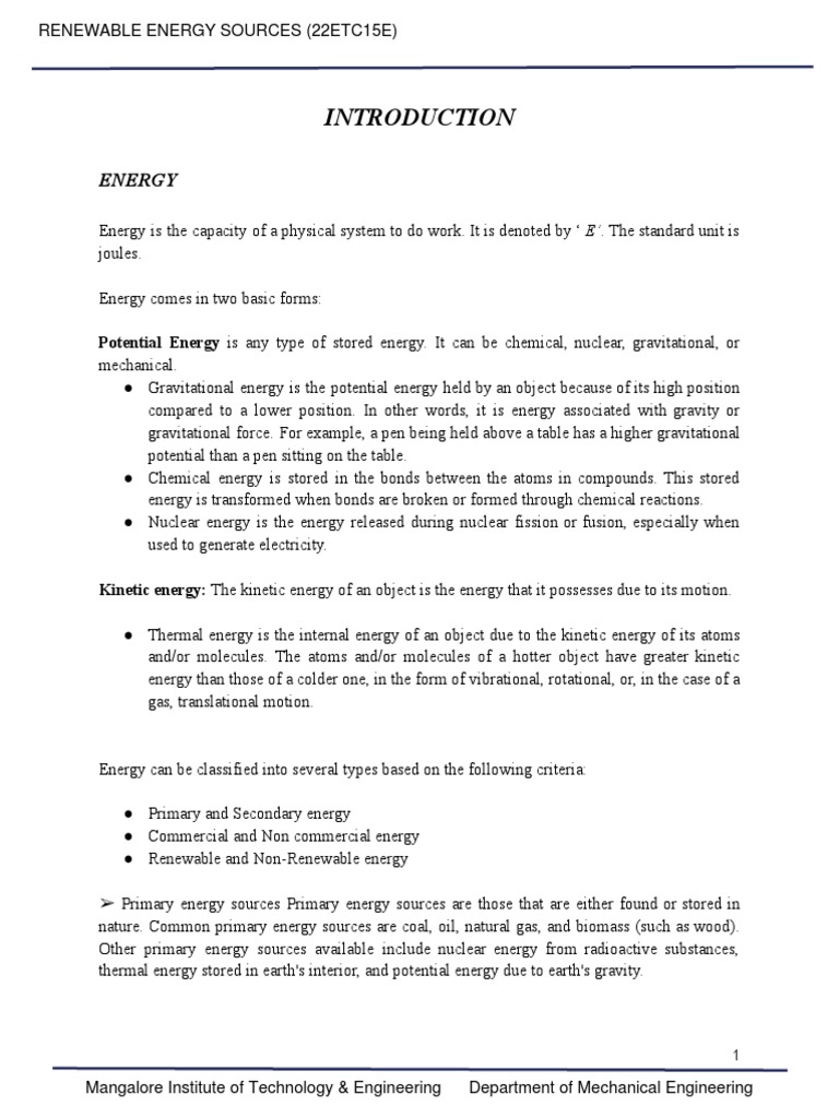 Overview of Renewable Energy Sources | PDF | Renewable Energy | Energy ...