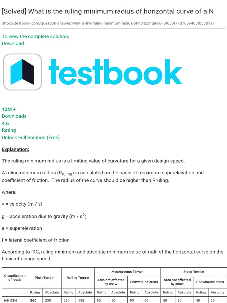 (Solved) What Is The Ruling Minimum Radius of Hori+ | PDF | Dynamics ...
