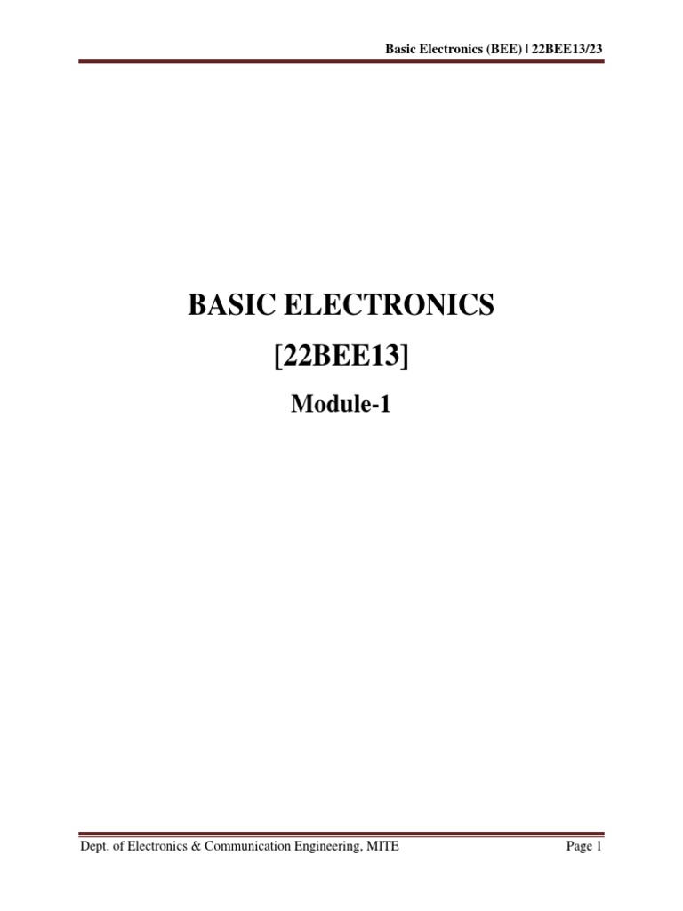 BASIC ELECTRONICS - Notes-M1 | PDF | P–N Junction | Rectifier