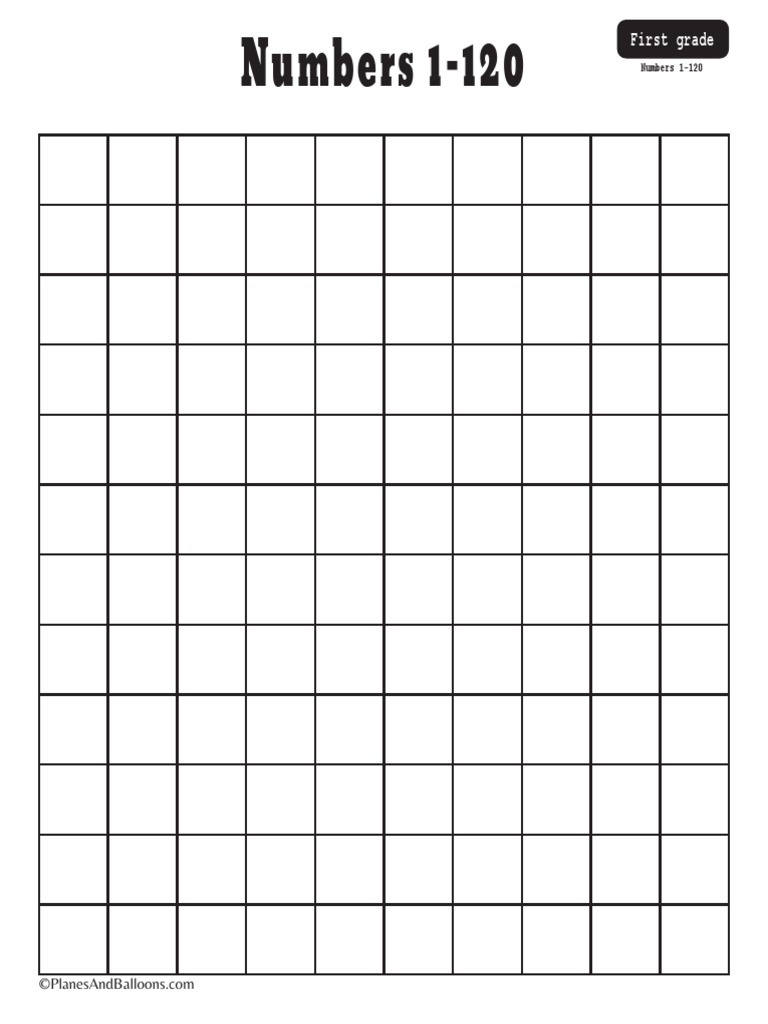 120 Chart With Missing Numbers | PDF
