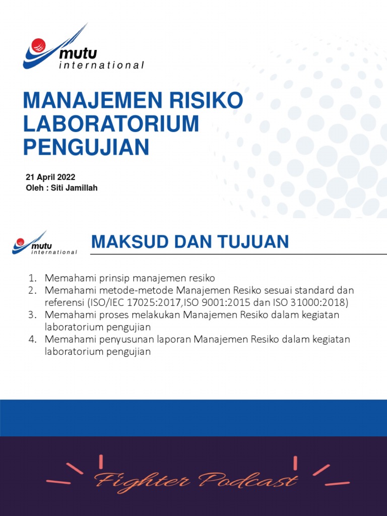 Manajemen Risiko Laboratorium Pengujian | PDF