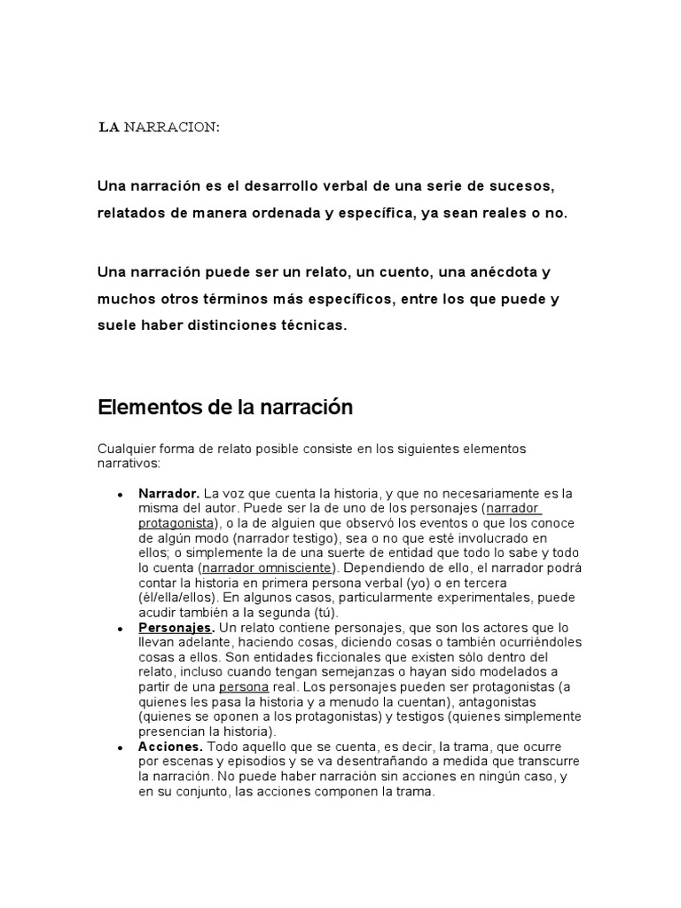 Mapa Conceptual (La Narracion) | Descargar gratis PDF | Narración