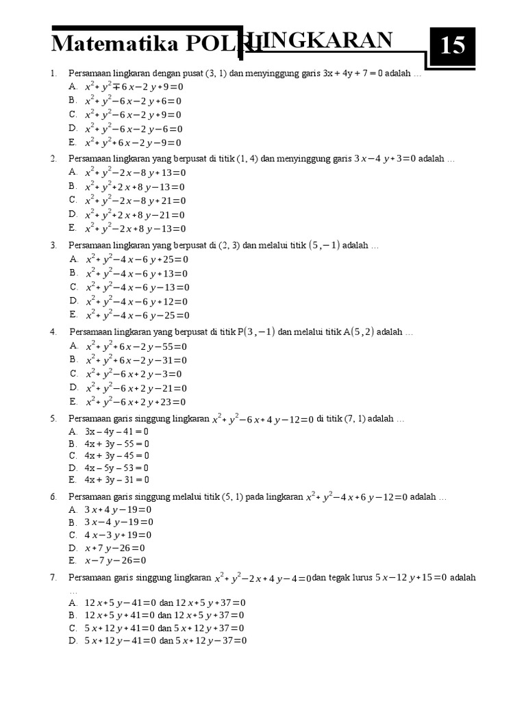 Soal Bab 15 Lingkaran | PDF