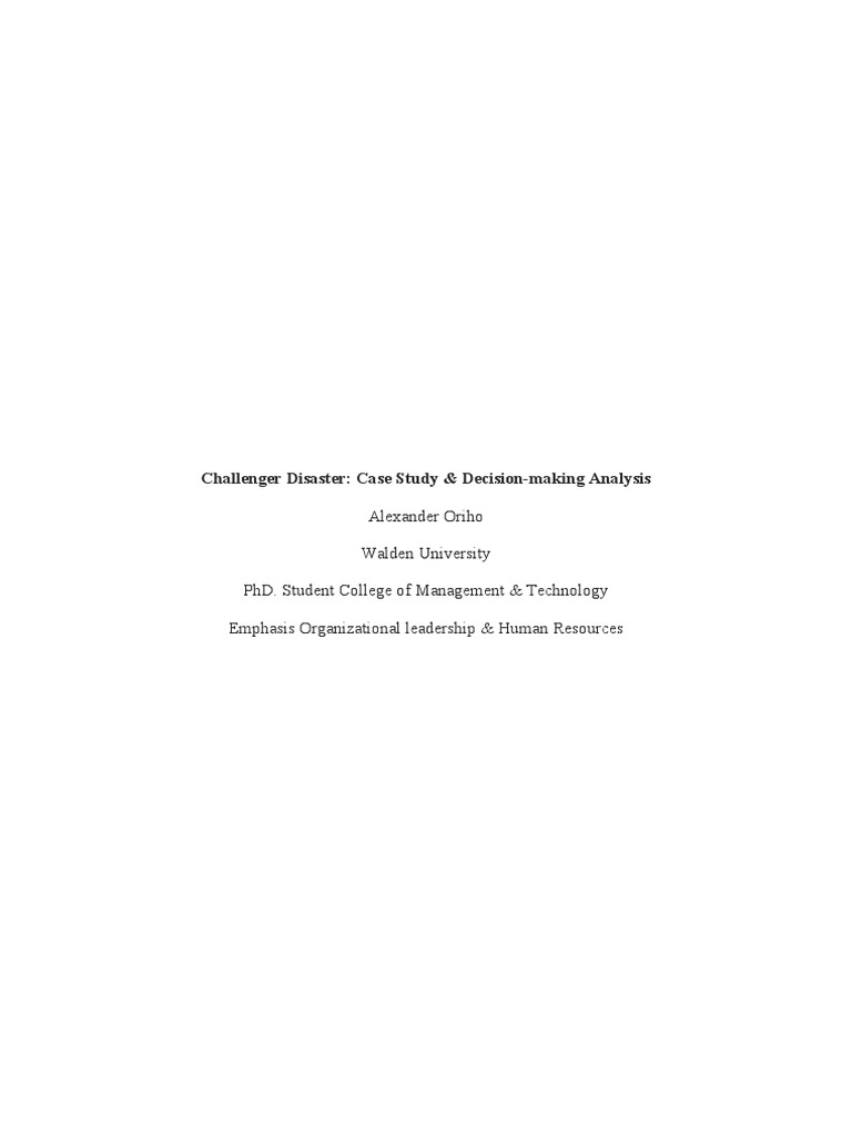 Challenger Disaster Case Study | PDF | Space Shuttle Challenger ...