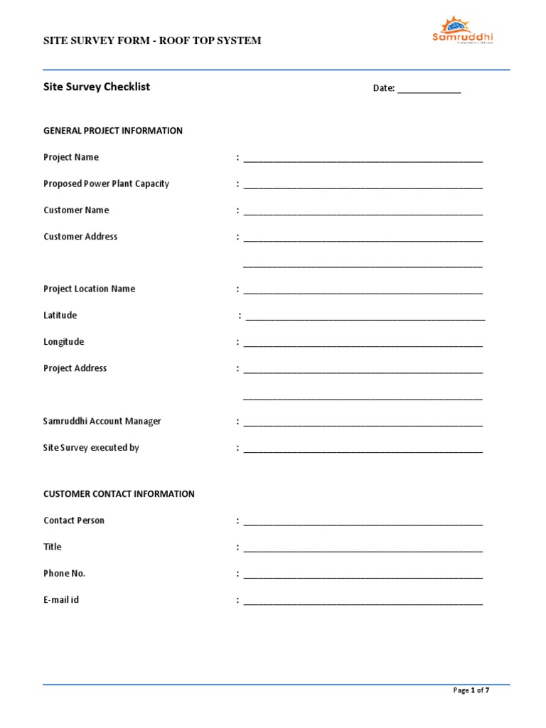 Site Survey Checklist - Roof Top System | PDF | Roof | Power Inverter
