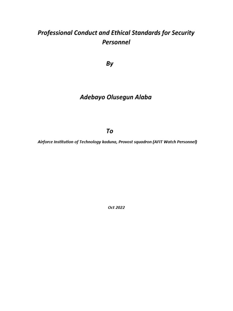 Code of Conduct and Ethics for Security Guards | PDF | Integrity ...