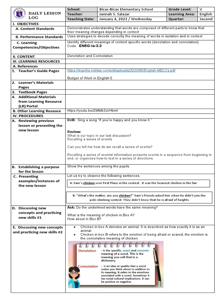 Lesson Plan in English 5 Q2 WK7 | PDF | Allergy | Learning