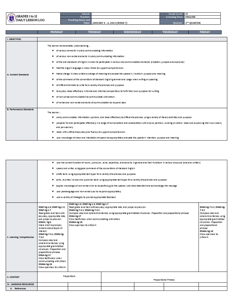 DLL - English 6 - Q2 - W7 | PDF | English Language | Communication DLL - English 6 - Q2 - W7 | PDF | English Language | Communication