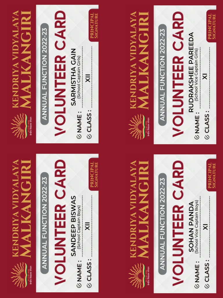 Volunteer Card - Print Size | PDF