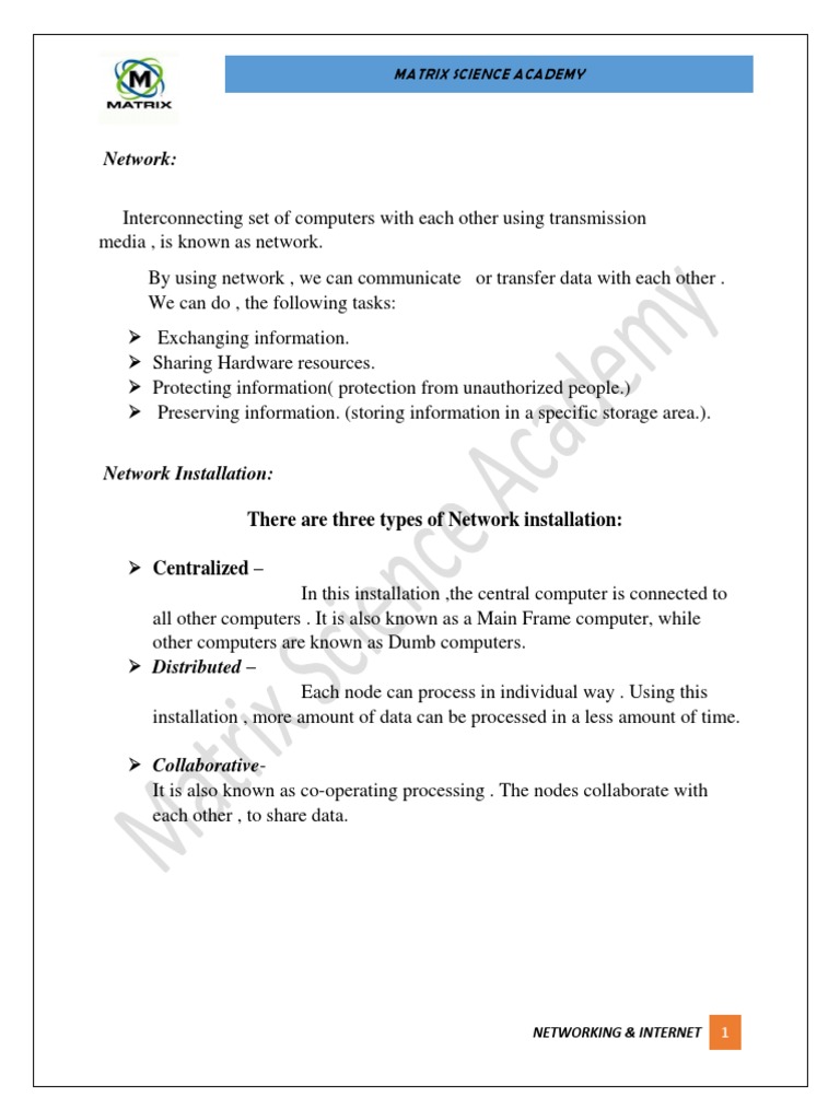 11th CS Networking & Internet | PDF | Computer Network | Peer To Peer