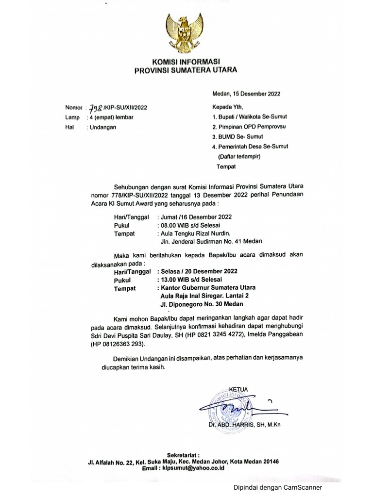 Undangan KI Sumut Award 2022 | PDF