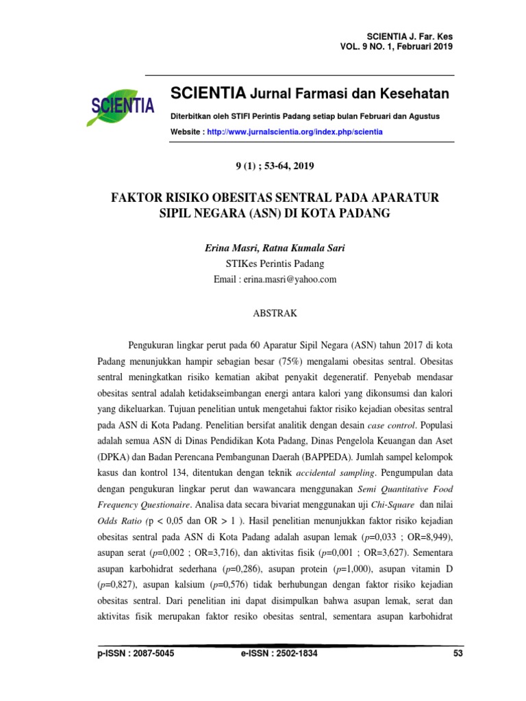 Faktor Risiko Obesitas Sentral Pada Aparatur Sipil | PDF