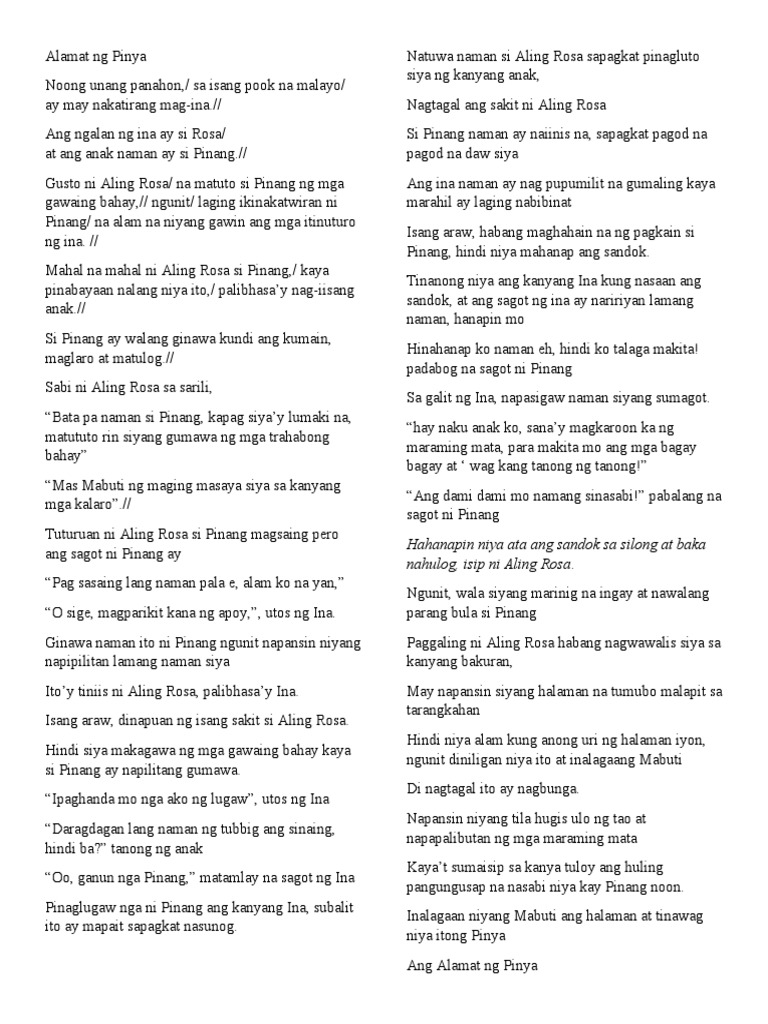 Alamat NG Pinya Script Hatdog | PDF