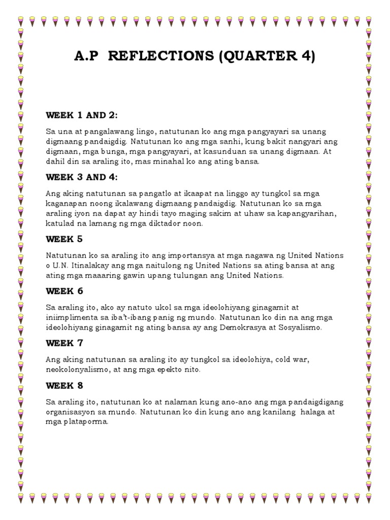 A.P Quarter 4 Reflections | PDF