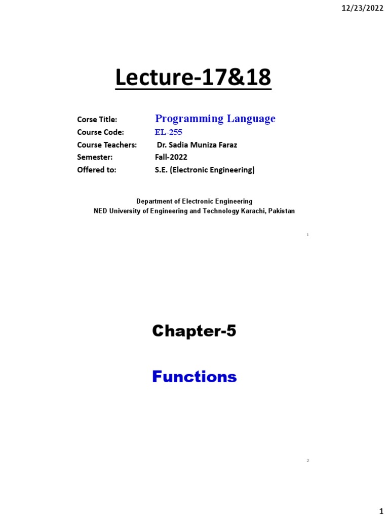 Programming - Languages - Lecture-17 & 18 - Fall-2022 | PDF ... Programming - Languages - Lecture-17 & 18 - Fall-2022 | PDF ...