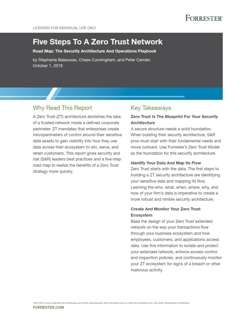 Forrester Five Steps To A Zero Trust Network Oct 2018 | PDF | Security | Computer Security