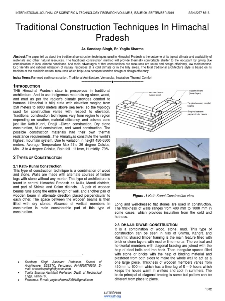 Traditional Construction Techniques in Himachal Pradesh | PDF ...