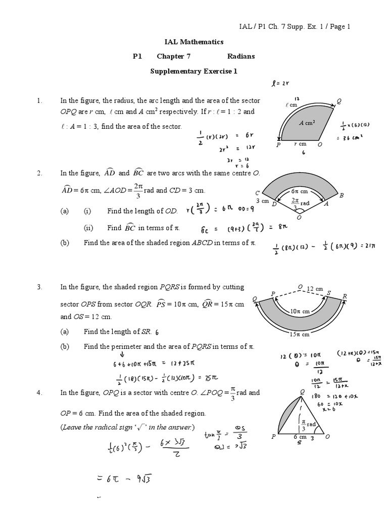 P1 - Ch. 7 - Supplementary Exercise 1 | PDF | Area | Trigonometry