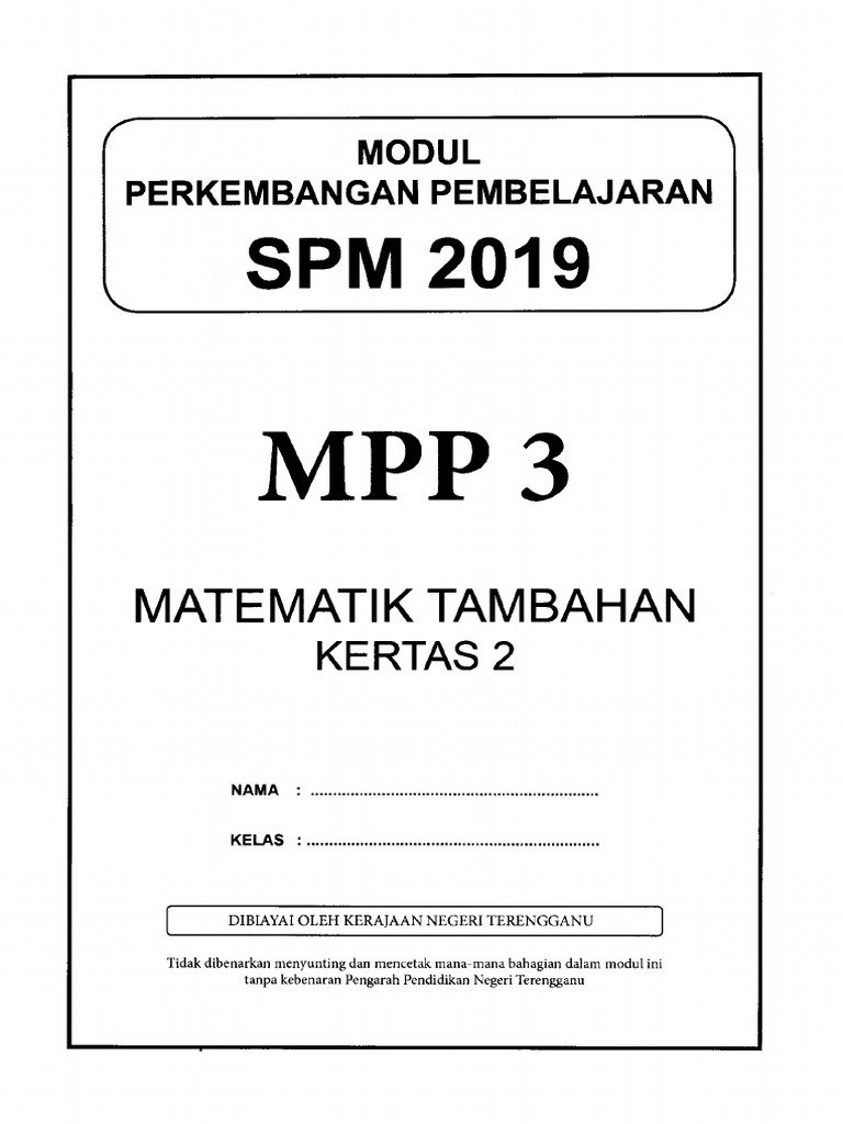 Mate Tambahan K2 Terengganu MPP3 2019 | PDF