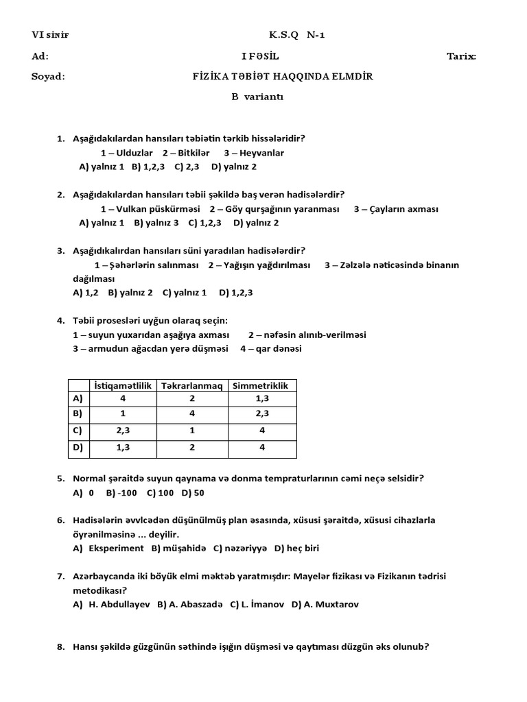 Fizika Test Vı B | PDF
