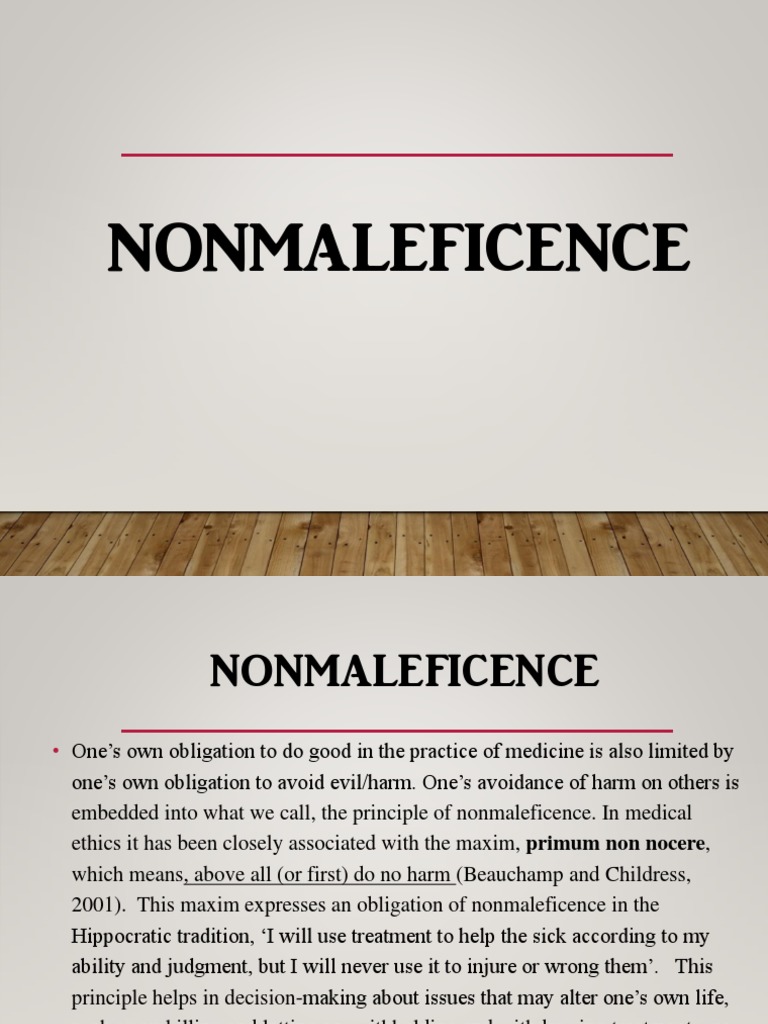 Week 14 Non Maleficence | PDF | Medicine | Applied Ethics