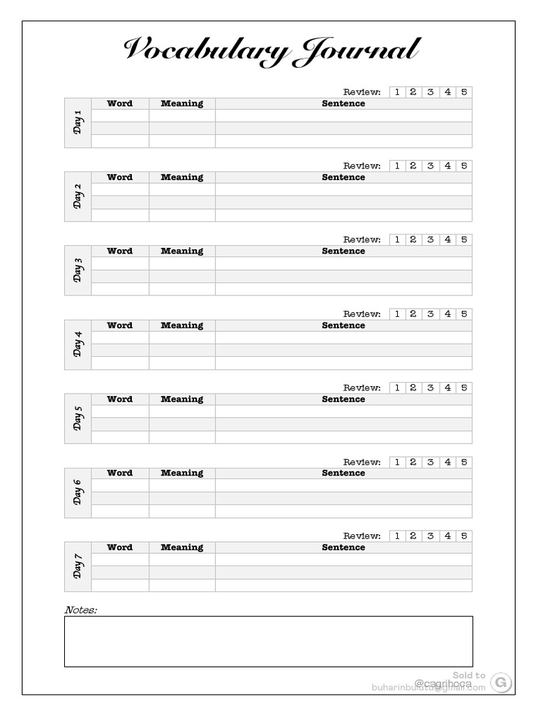 Vocabulary Journal for Daily Learning | PDF | Language Arts & Discipline