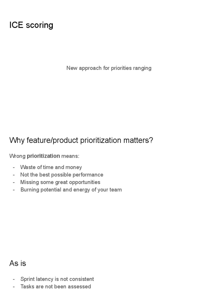 Agile Prioritization with ICE Scoring | PDF